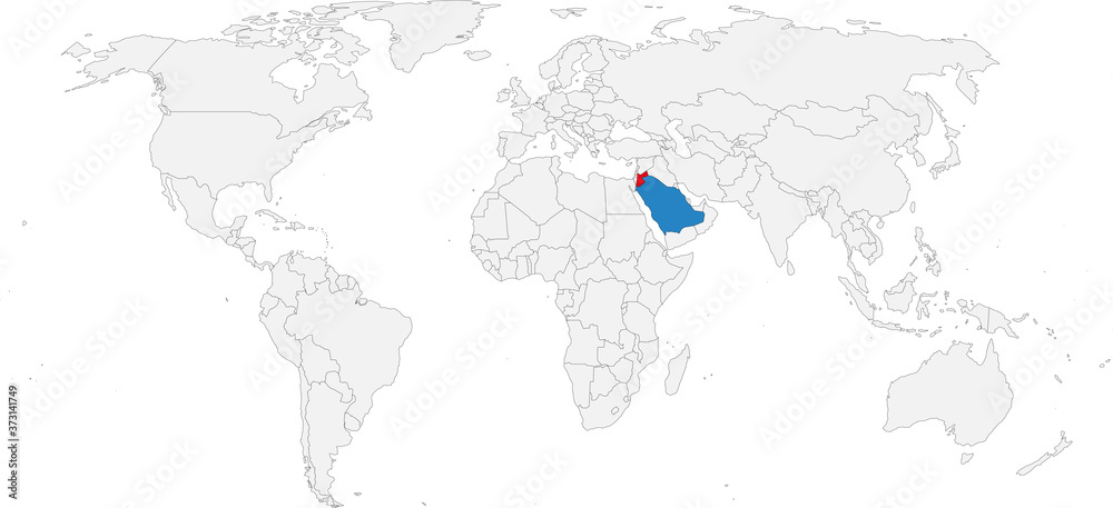 Jordan, Saudi Arabia countries isolated on world map. Business concepts ...