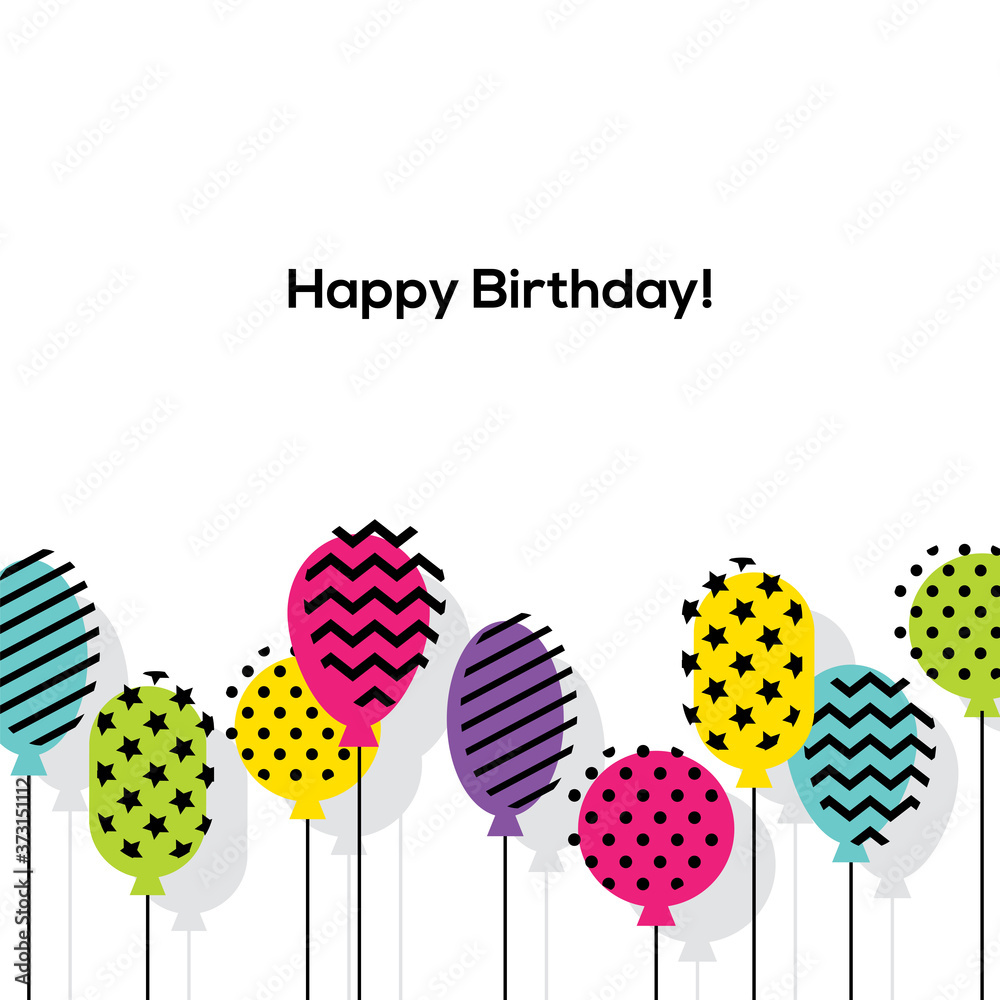 Birthday greeting card design with balloons Stock Vector | Adobe Stock