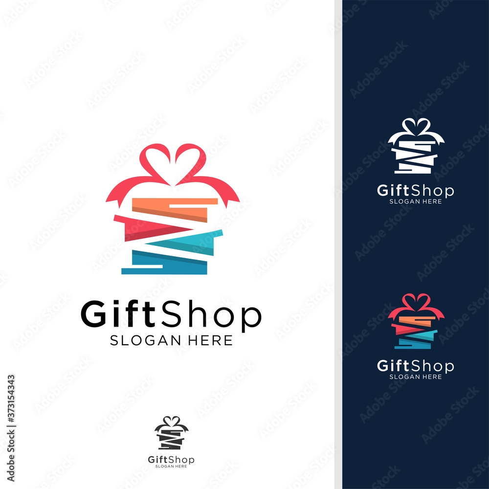 Gift Shop Logo Design Concept Vector, Template, Colorful, Emblem ...