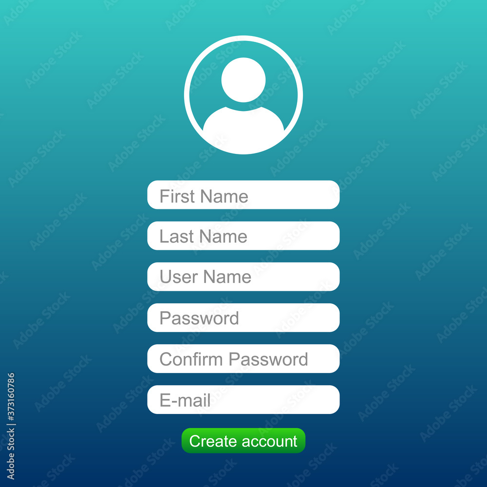 Register page design. Login form account user password identity web log ...