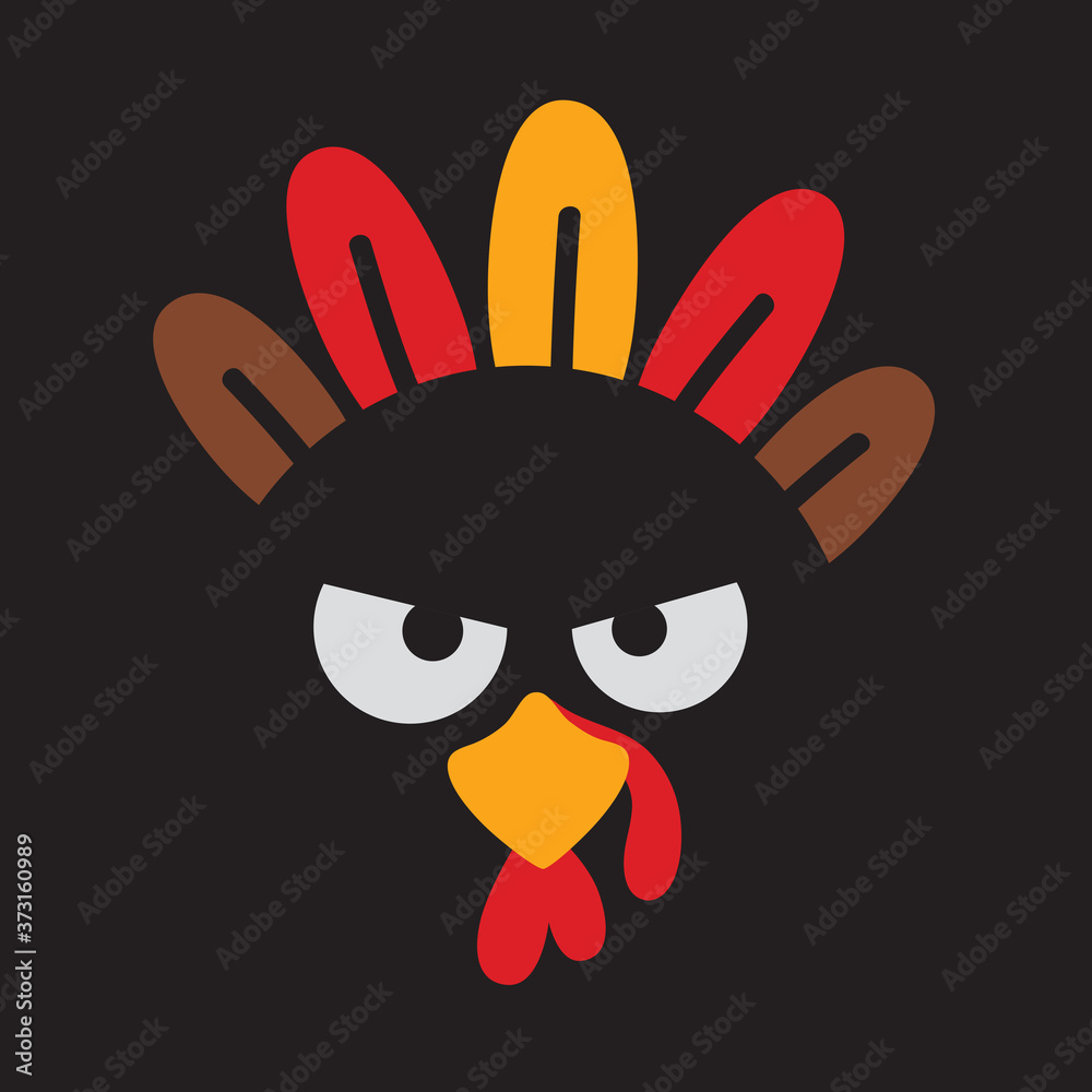 Turkey face vector. Thanksgiving turkey with angry face vector ...