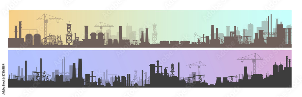 Industry, factory and manufacture landscape vector illustrations ...