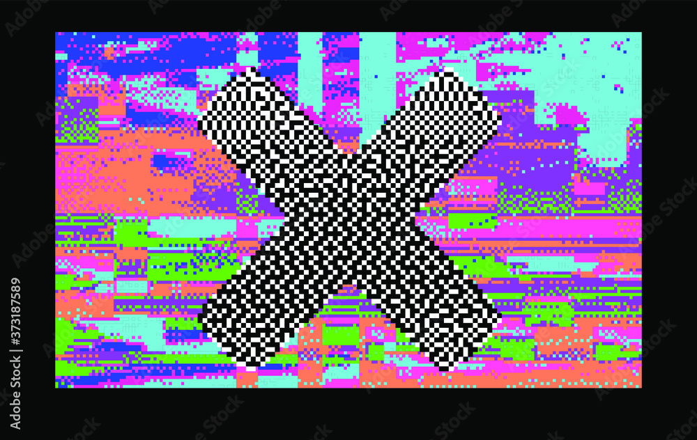 Abstract pixelated background with flickers and datamoshing effect ...