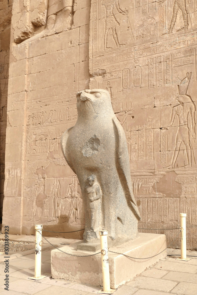 Statue of Egyptian god Horus in his guise as a falcon Stock Photo ...