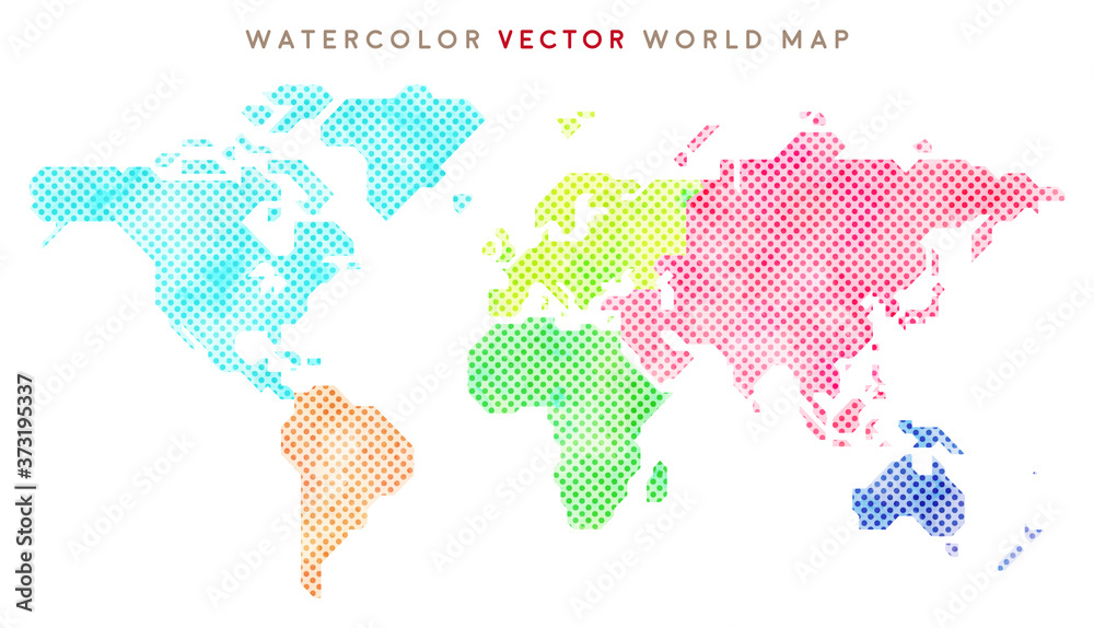 colorful hand drawn world map (vector) : dot pattern Stock Vector ...