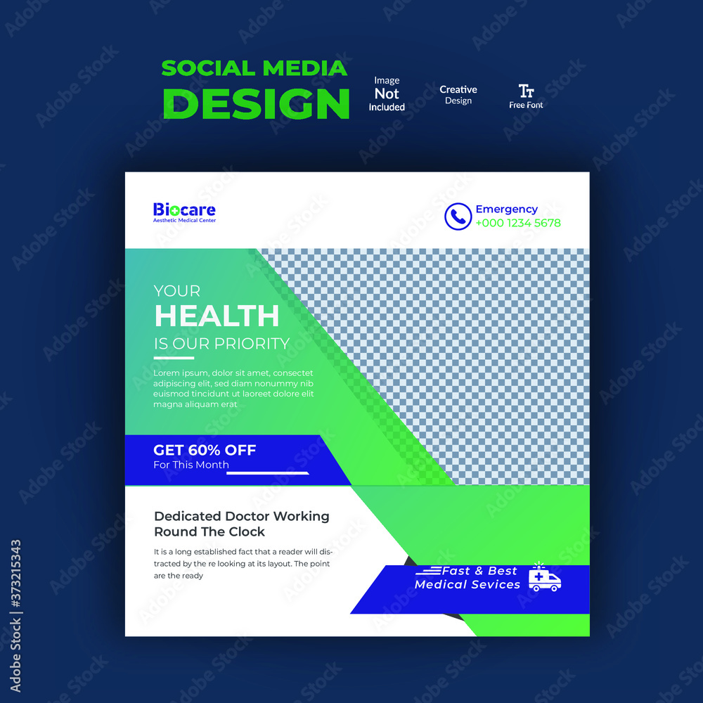 Modern health social media post design or Instagram post design Stock ...