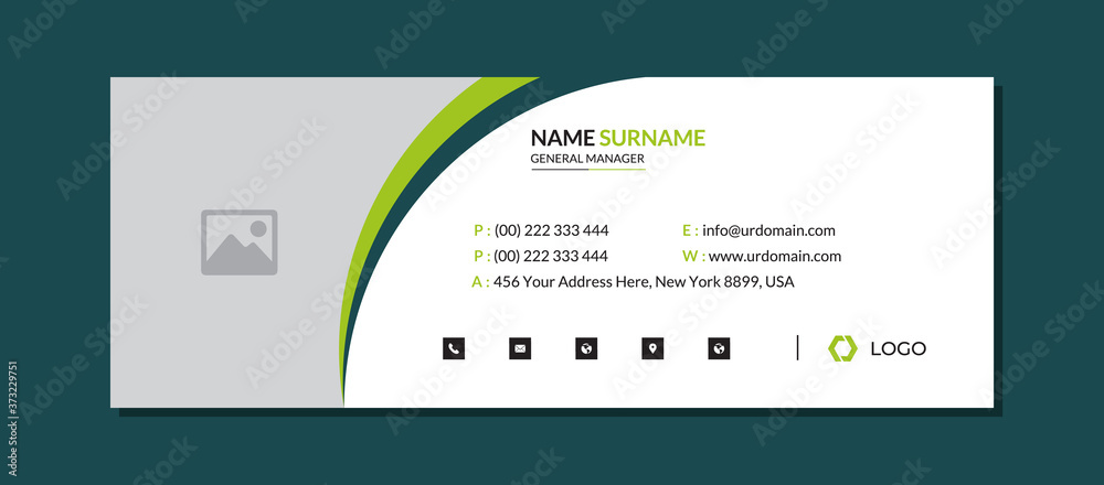 Modern corporate email signature template with an author photo place ...