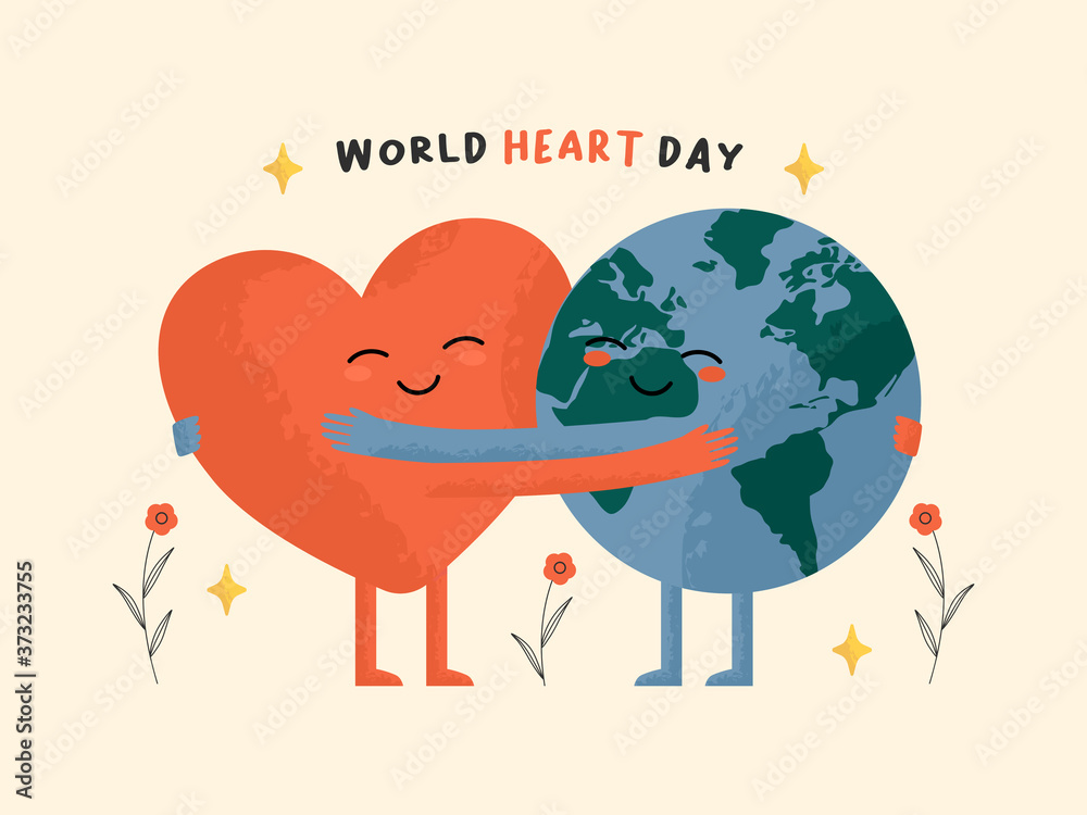 World heart day concept. Earth and heart hugging together. World earth ...