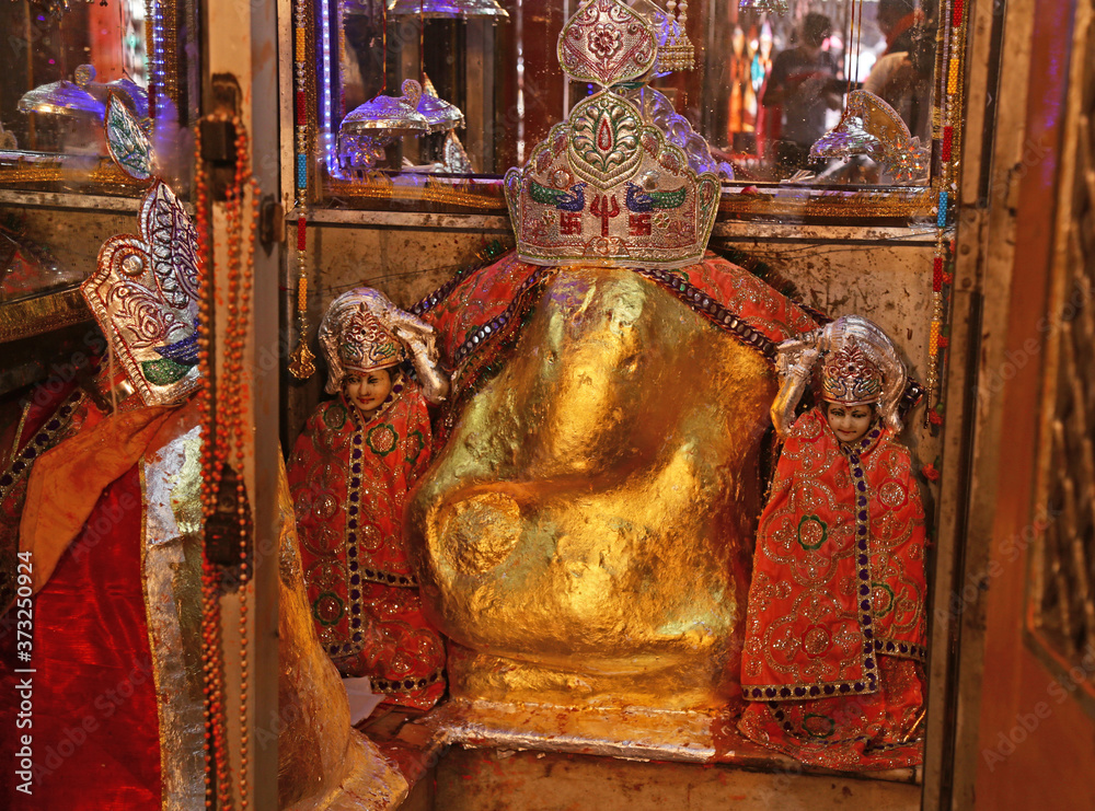 Idol of Lord Ganesha with Goddess Riddhi Siddhi. Hindu mythology ...