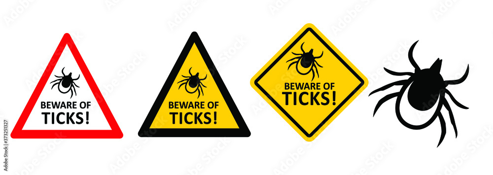 Stop halt, ticks. Stop parasite icon Fun vector insect bite sign ...
