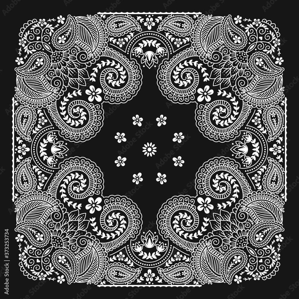 Bandana Pattern Black And White Vector