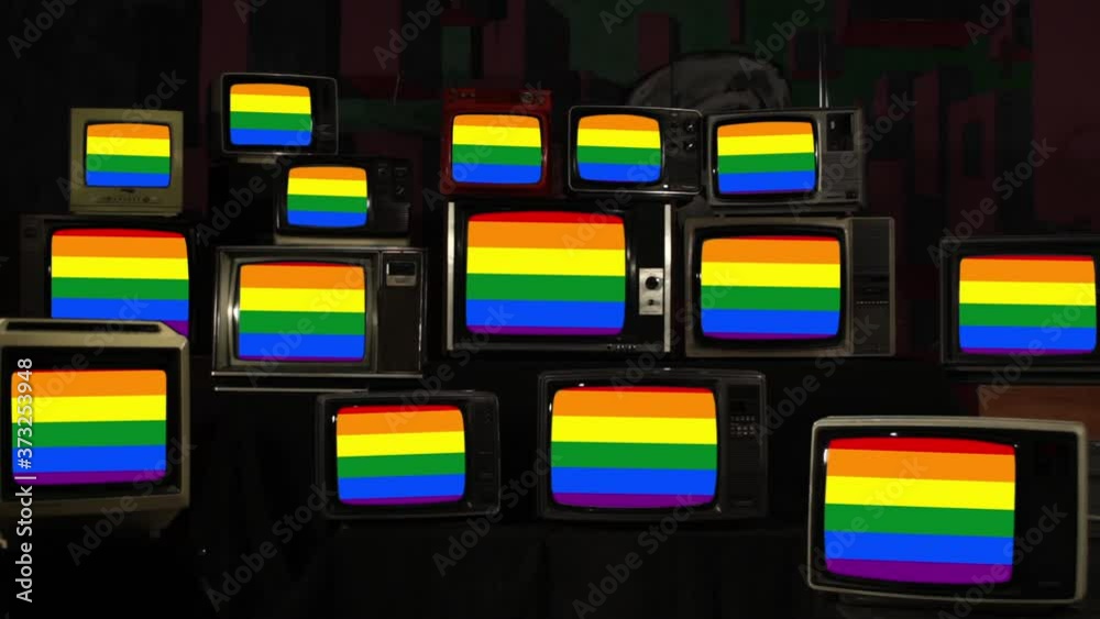 Gay Pride Flags on Televisions from the 60s, 70s, 80s and 90s. 素材庫影片 ...