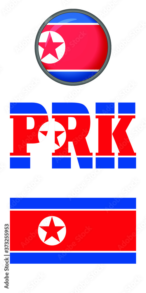 Icons of the flag of the Democratic people's Republic of Korea on a ...
