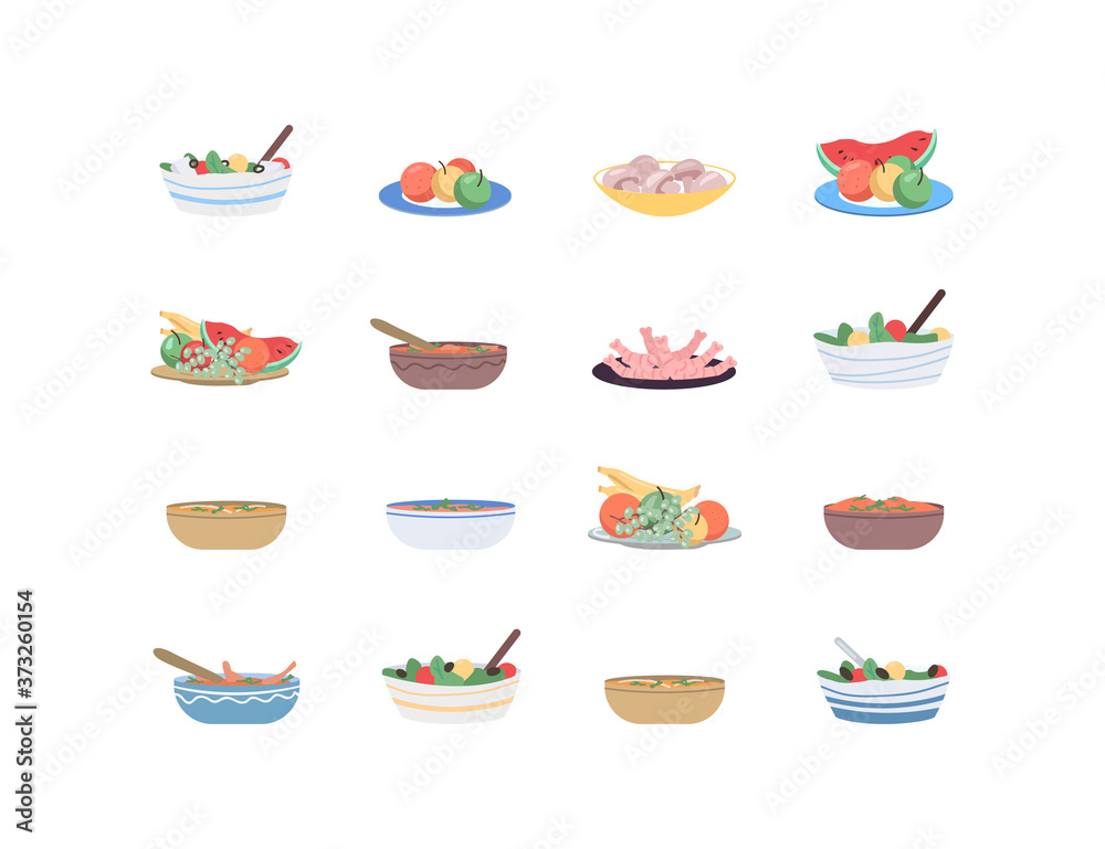 Food for holidays flat color vector object set. National culinary ...