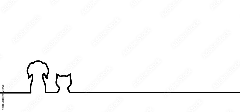 Drawing dog or cat line pattern. Funny vector dogs, cats sign. Comic ...