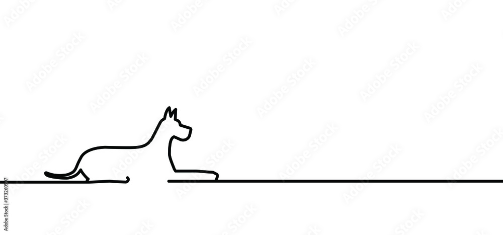 Drawing dog line pattern. Funny vector dogs sign. Comic cartoon sketch ...