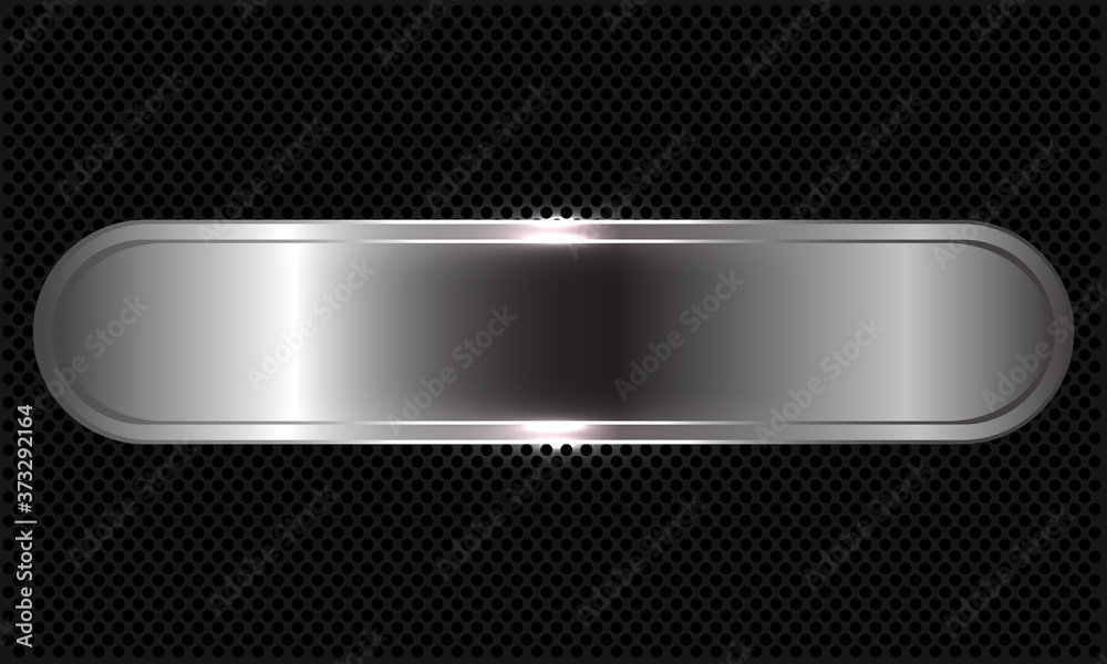 Abstract silver banner overlap on black circle mesh design modern ...