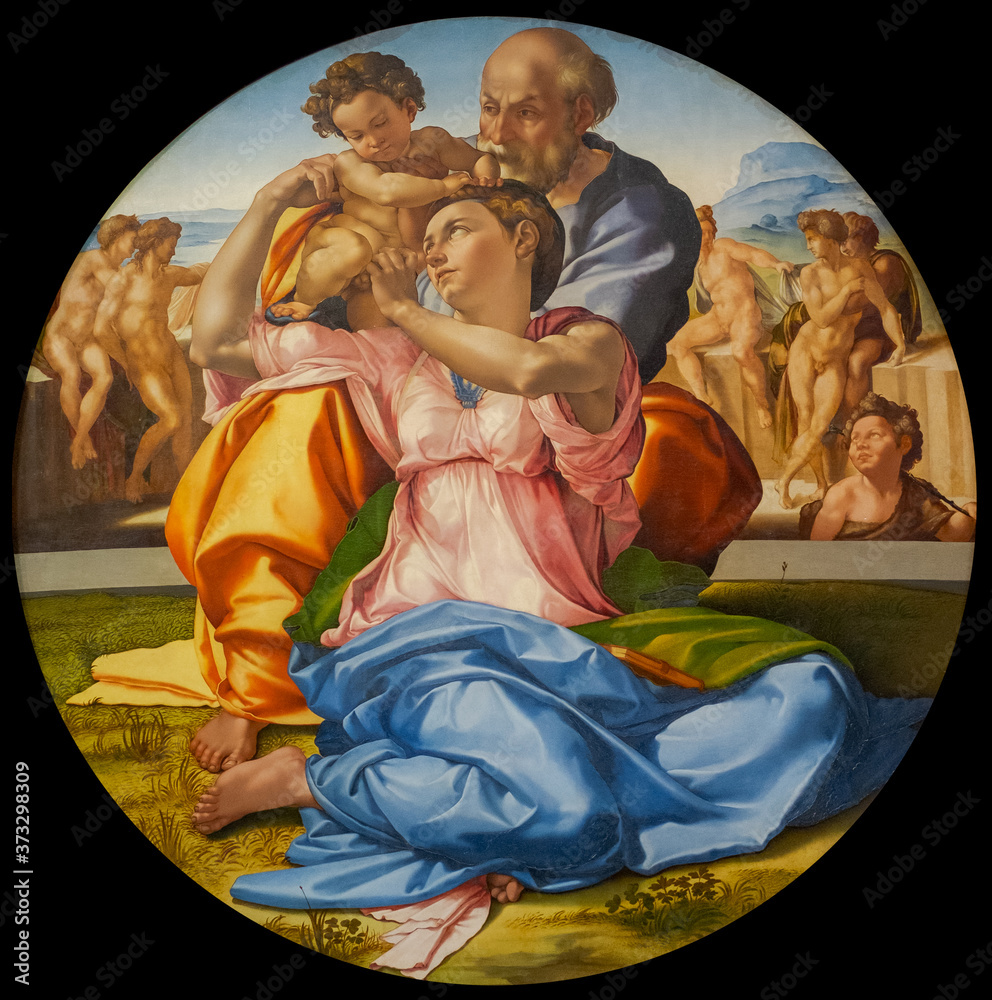 Michelangelo Buonarroti (1475–1564), Doni Tondo (round), 1507, tempera ...