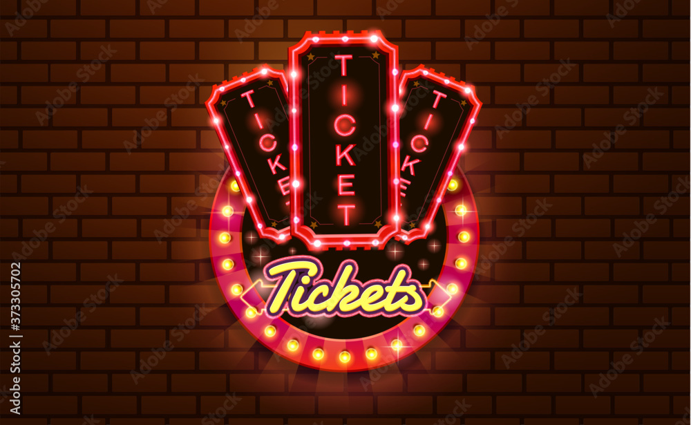 light sign ticket booth brickwall background Stock Vector | Adobe Stock