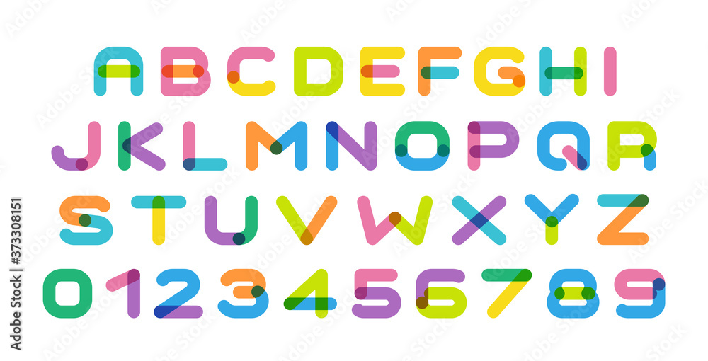 Colorful letters set. Bright color cartoon style alphabet. Creative art ...