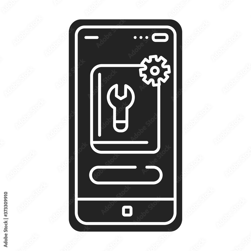 App development guide black glyph icon. Instruction for people that wat ...
