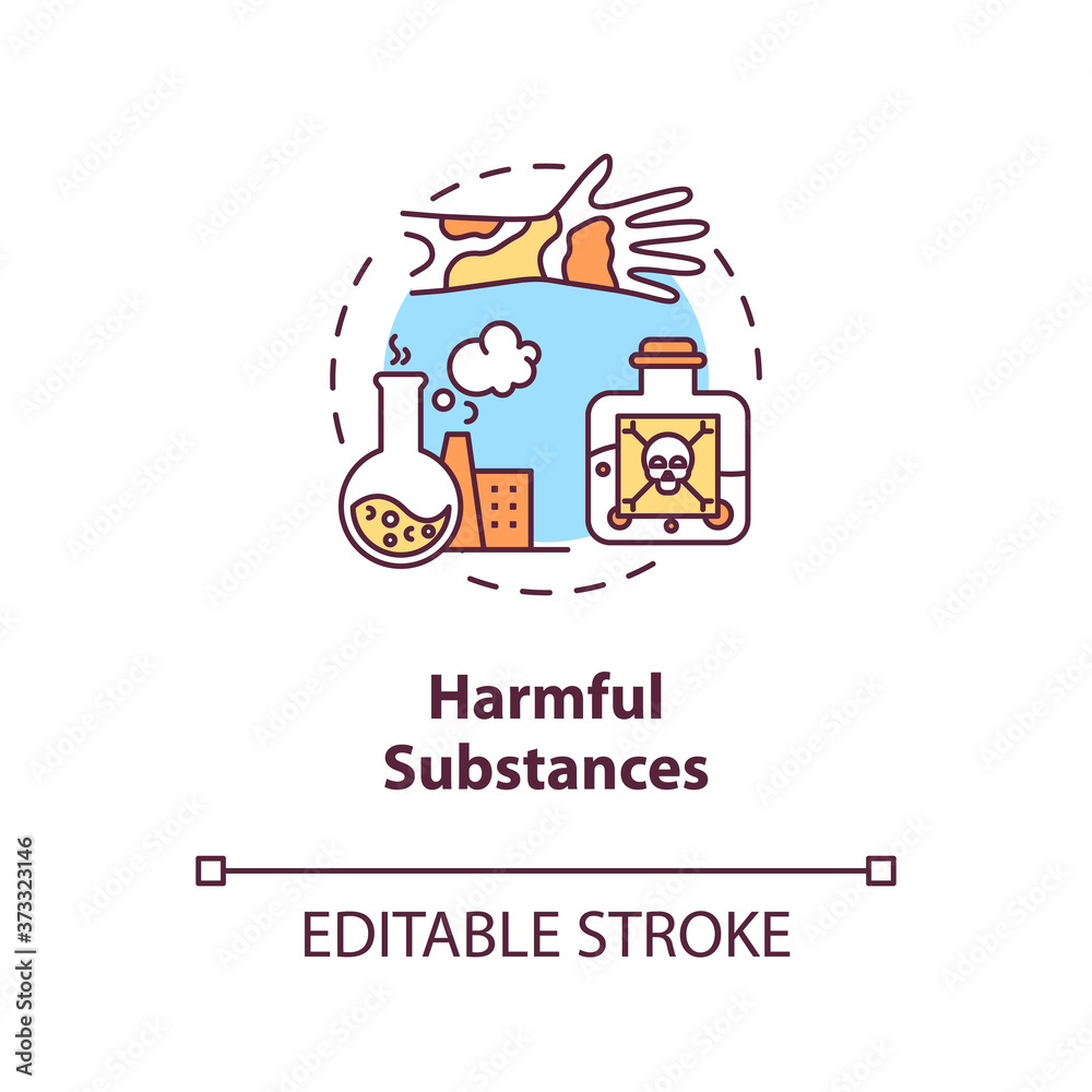 Harmful substances concept icon. Cancer risk factors. Poisons ...