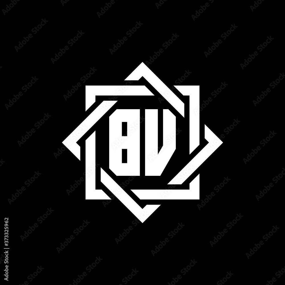 BV monogram logo with abstract square around Stock Vector | Adobe Stock