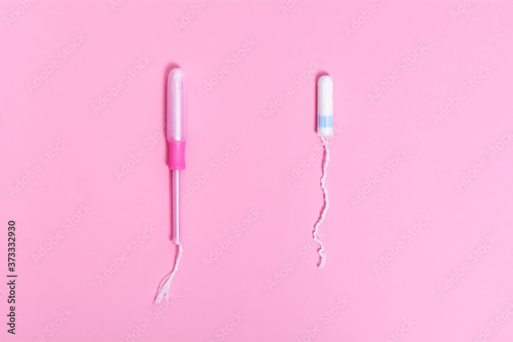 Tampon with applicator and tampon without applicator. Stock Photo ...