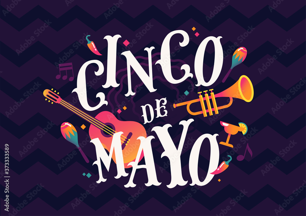 Cinco de Mayo (5 of May) Mexican holiday banner in trendy flat style ...