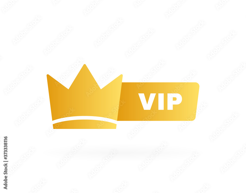 VIP badge with golden crown label. Logo design. Modern vector ...