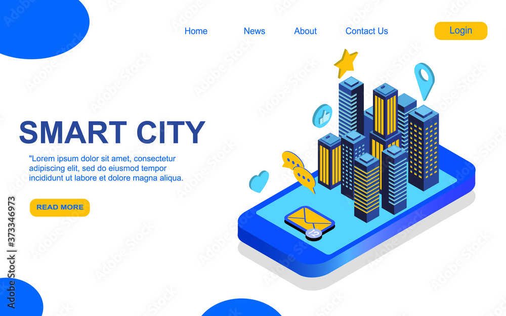 Modern flat design isometric concept of Smart City for website and ...