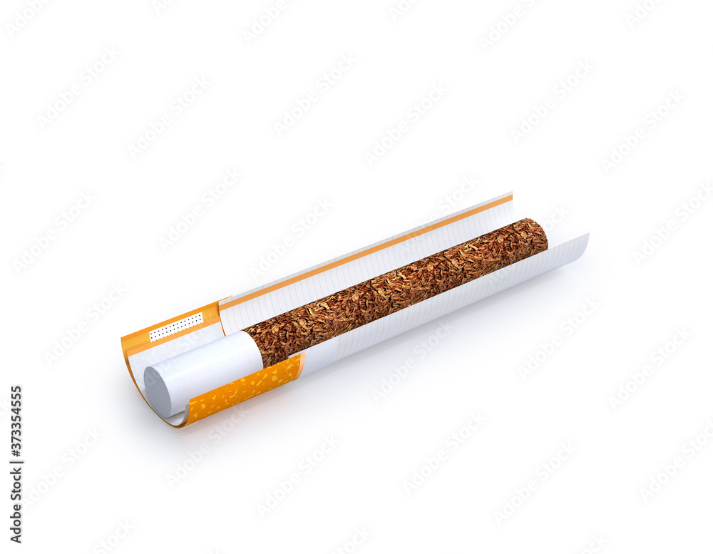 Cigarette. Components of a cigarette. 3d illustration Stock ...