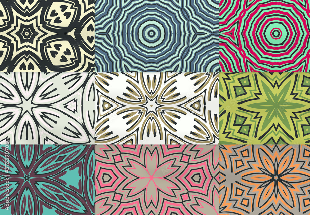 Pattern Mandala Seamless Collection with Motifs Stock Template | Adobe ...
