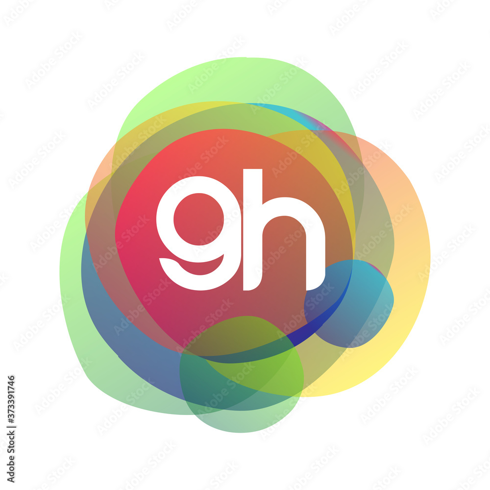 Letter GH logo with colorful splash background, letter combination logo ...
