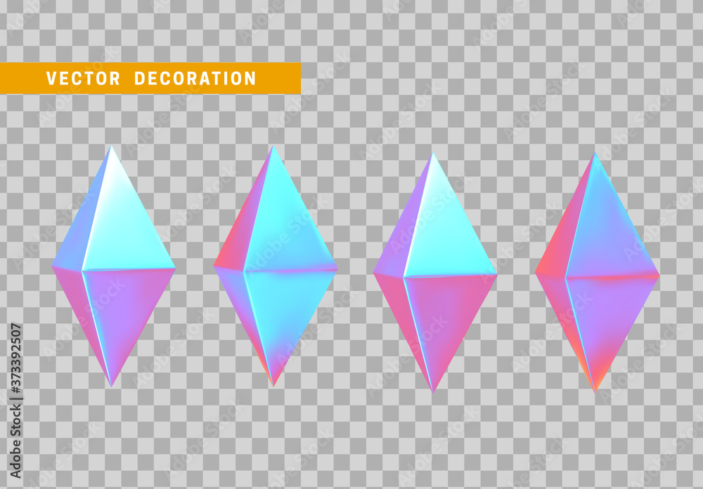 3d set crystal rhombus isolated object on transparent background ...