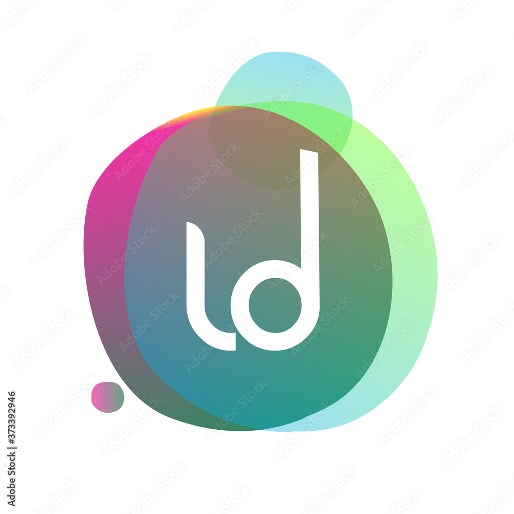 Letter LD logo with colorful splash background, letter combination logo ...