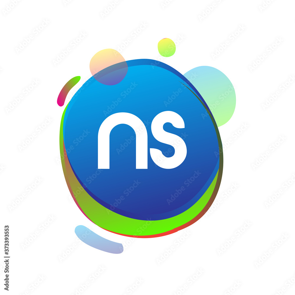 Letter NS logo with colorful splash background, letter combination logo ...