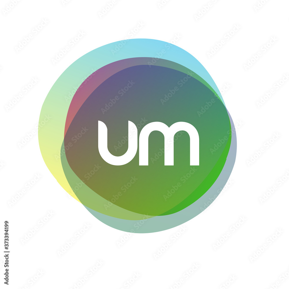 Letter UM logo with colorful splash background, letter combination logo ...