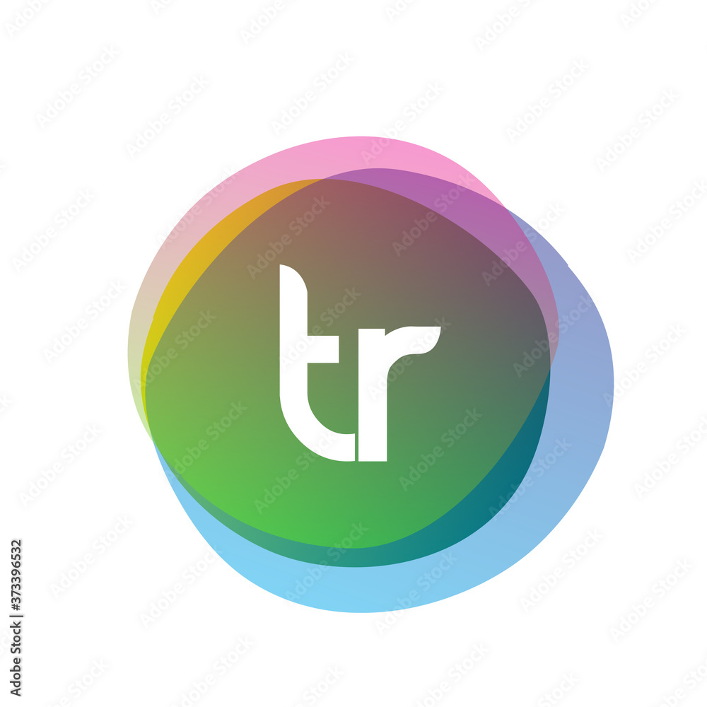Letter TR logo with colorful splash background, letter combination logo ...