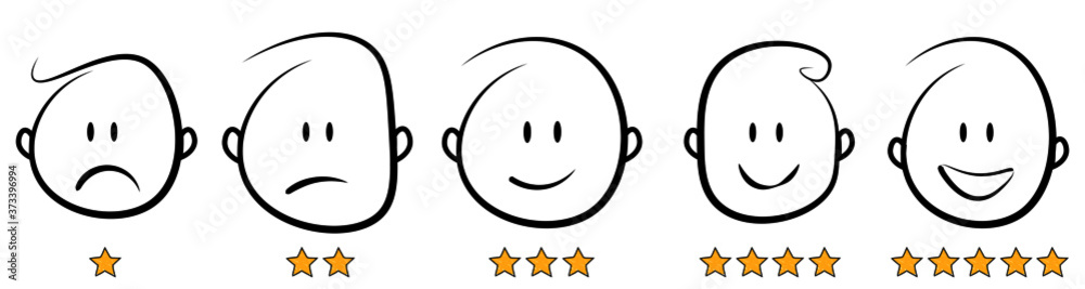 cartoon stickman facial expressions.rating and review concept.vector ...