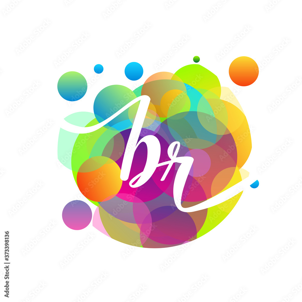 Letter BR logo with colorful splash background, letter combination logo ...