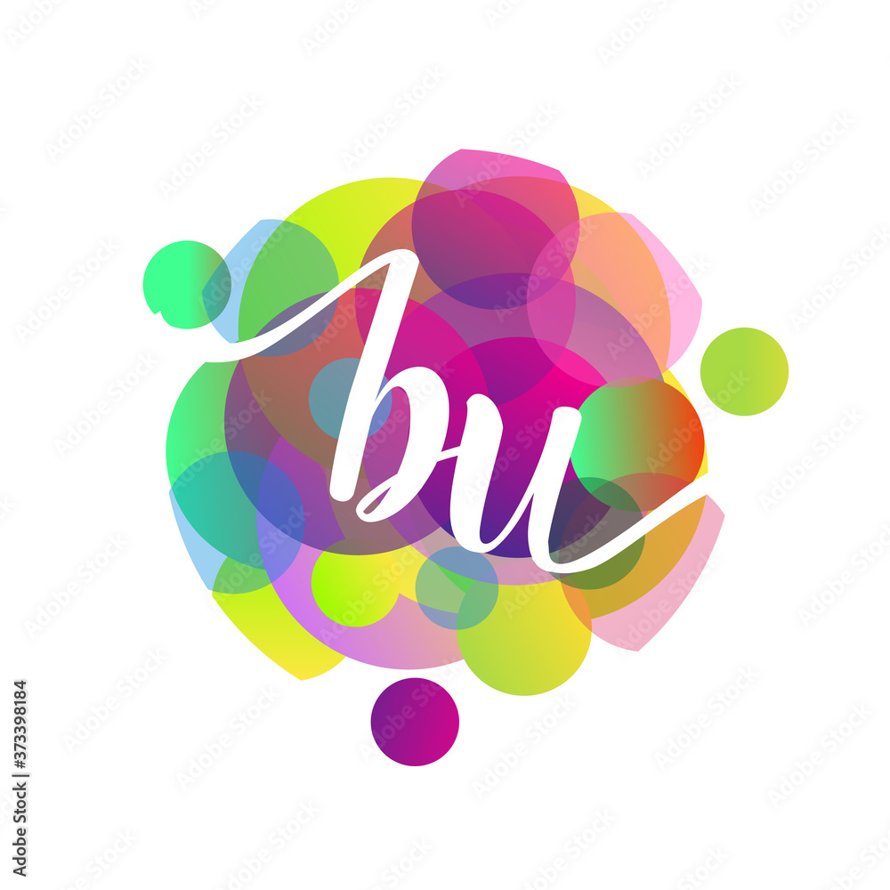 Letter BU logo with colorful splash background, letter combination logo ...
