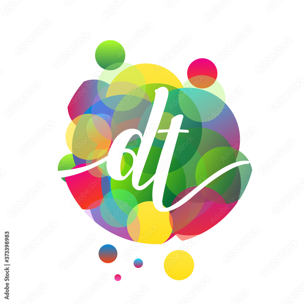 Letter DT logo with colorful splash background, letter combination logo ...