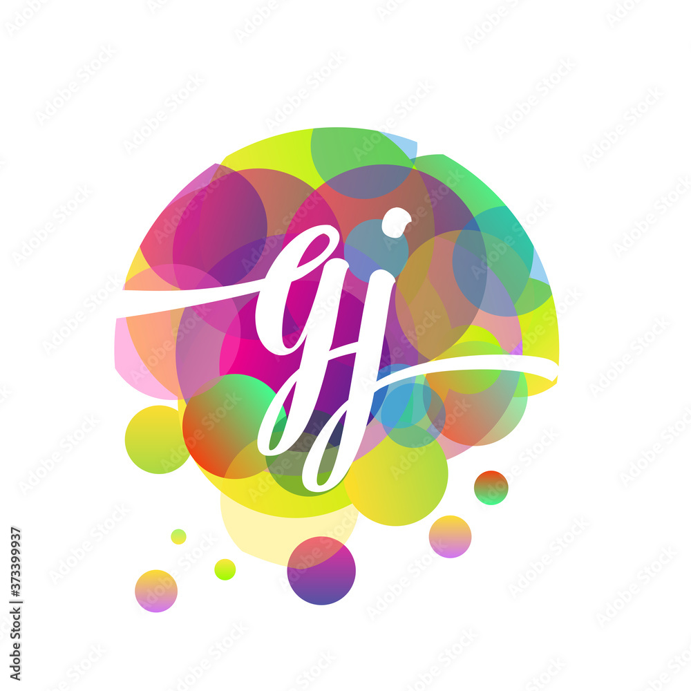 Letter GJ logo with colorful splash background, letter combination logo ...