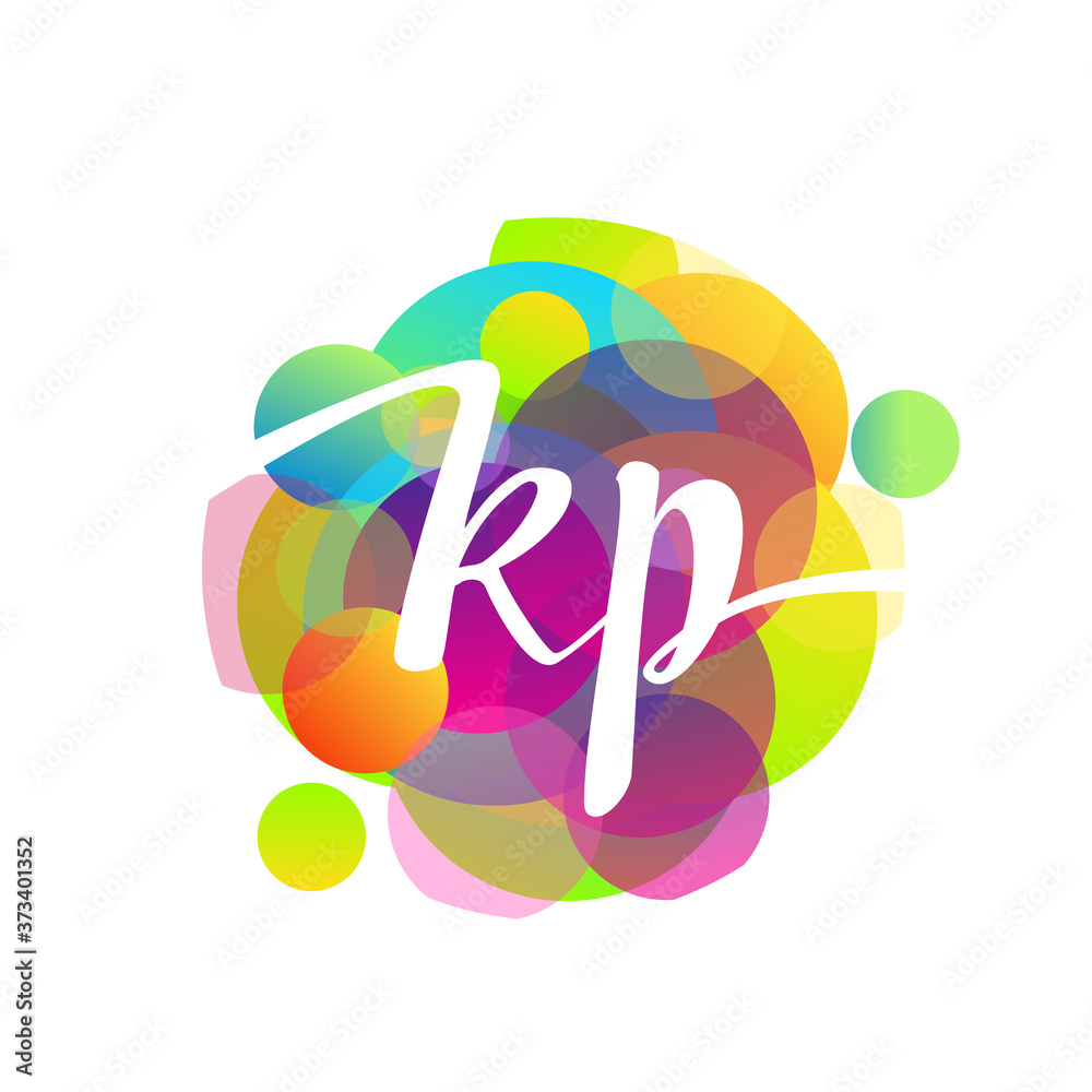 Letter KP logo with colorful splash background, letter combination logo ...