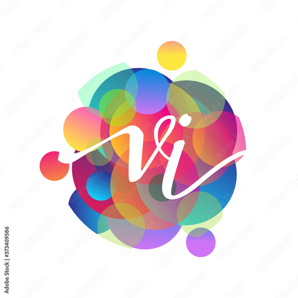Letter VI logo with colorful splash background, letter combination logo ...