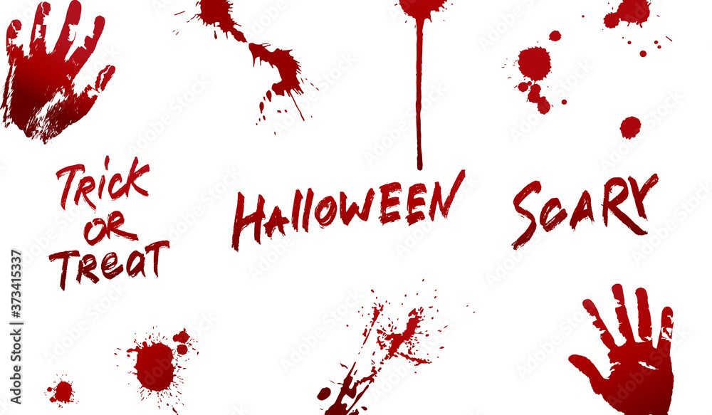 Halloween set. Various blood splatter, Trick or Treat, Halloween and ...