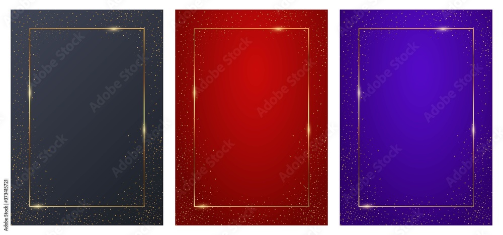 Grey, blue, red rectangular backgrounds set. Elegant colorful wallpapers with thin geometric ...