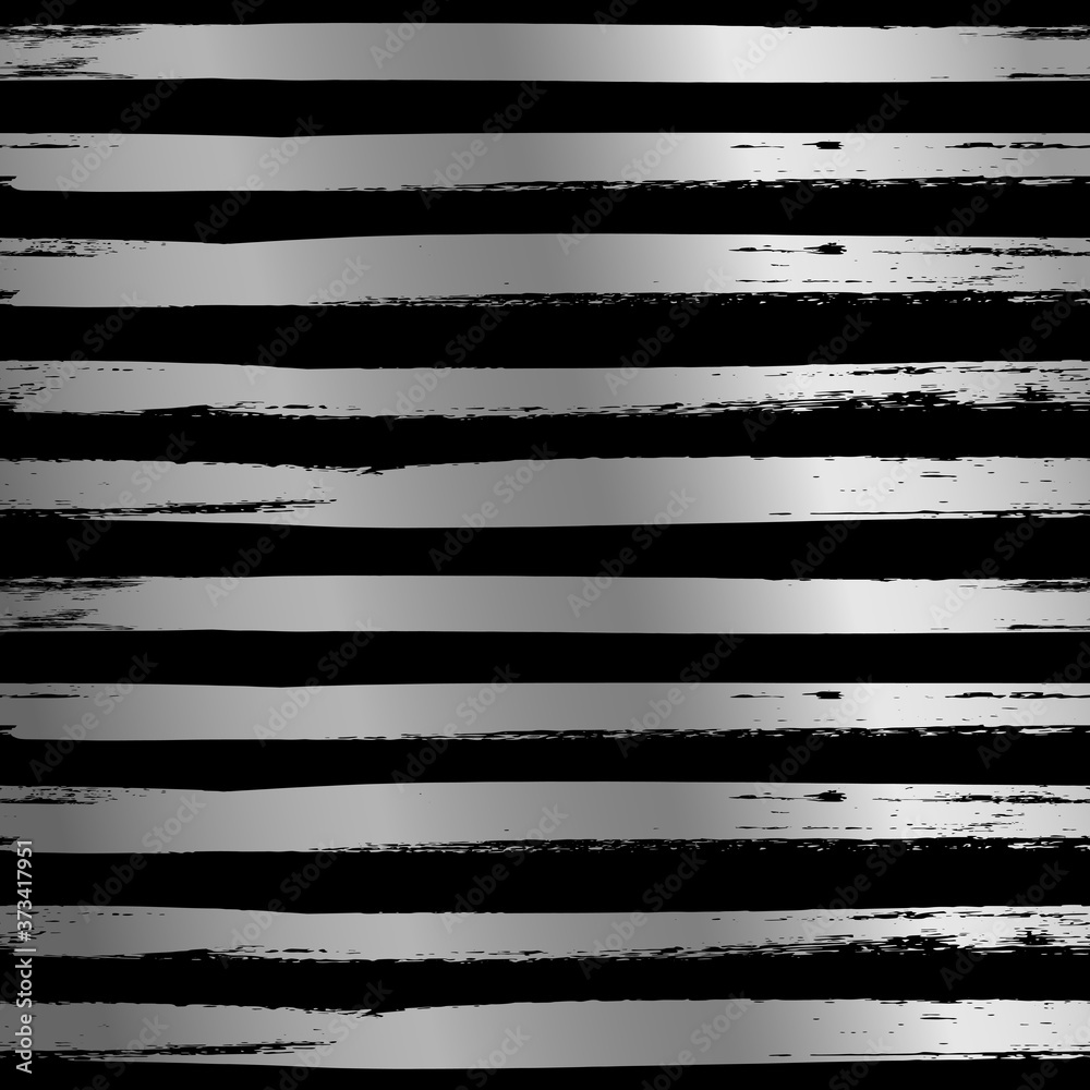 Black and silver brush stroke pattern with horizontal lines. Vector ...