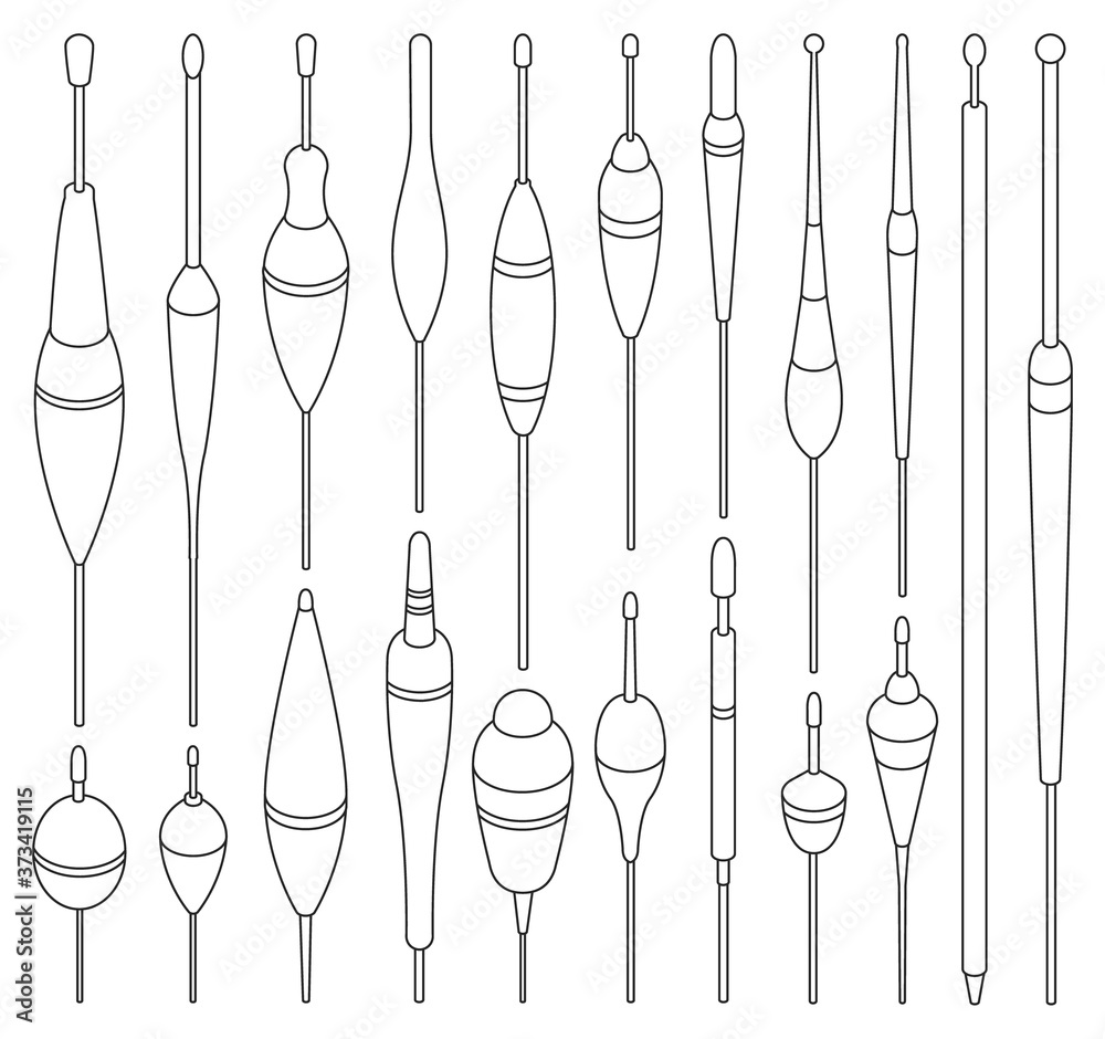 Fishing floats line vector set illustration of icon.Float vector set of ...